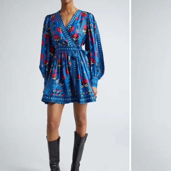 FARM Rio | Dresses | Farm Rio Palms Paradise Long Sleeve Wrap Minidress ...